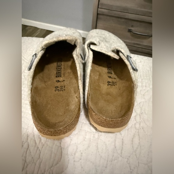 Birkenstock | Shoes | Boston Wool Felt Eggshell Birkenstock Clogs ...